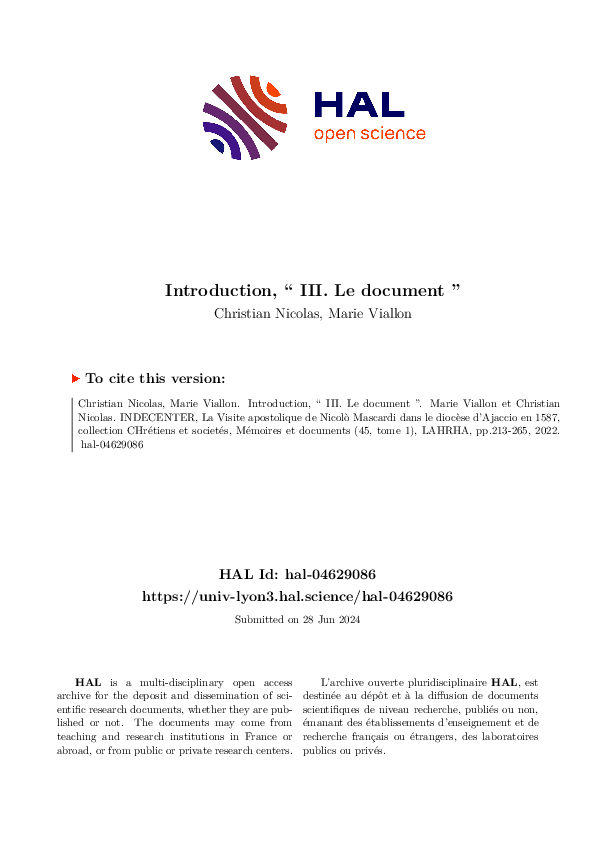 (PDF) Introduction, « III. Le document