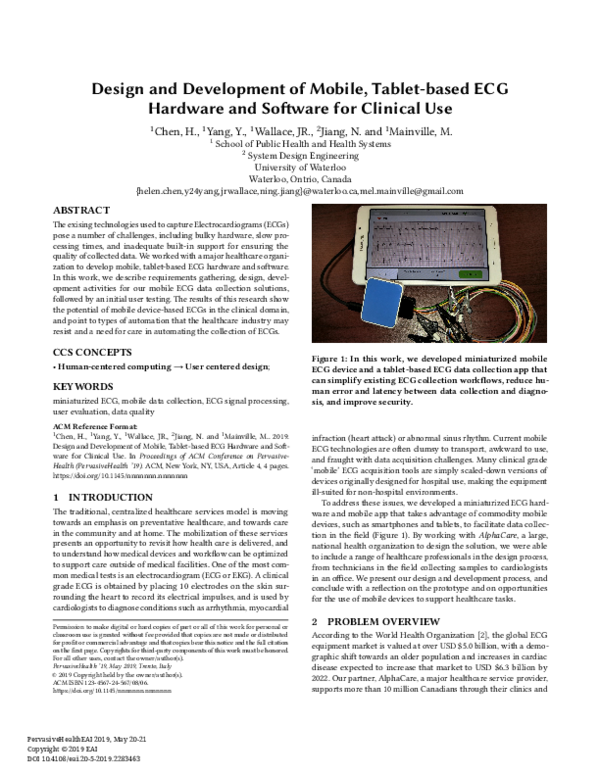 (PDF) Design and Development of Mobile, Tablet-based ECG Hardware and ...