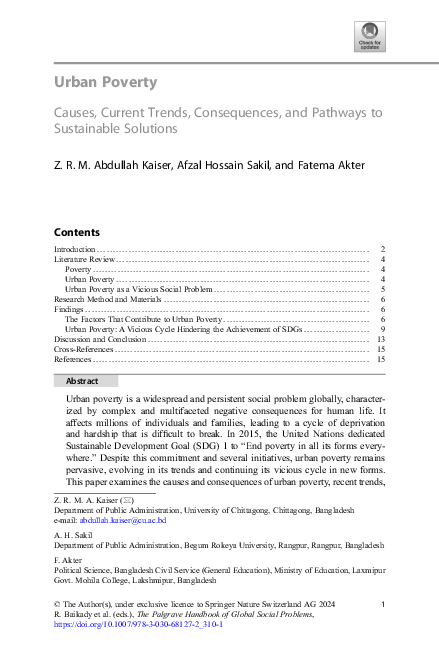 (PDF) Urban Poverty: Causes, Current Trends, Consequences, and Pathways ...