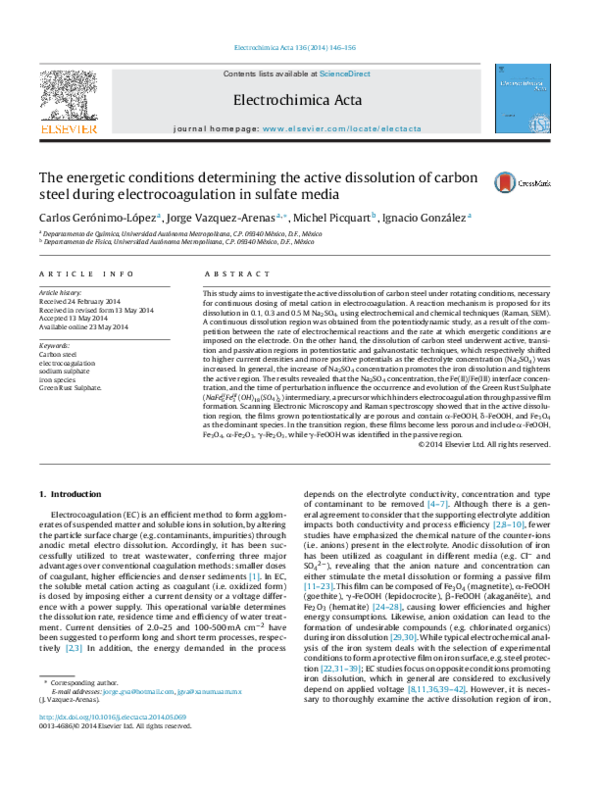 (PDF) The energetic conditions determining the active dissolution of ...