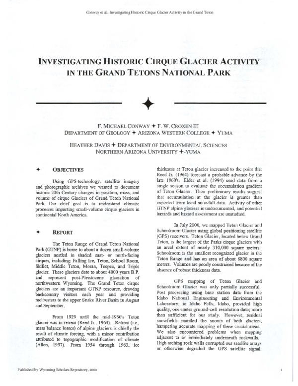(PDF) Investigating Historic Cirque Glacier Activity in the Grand ...