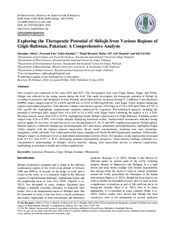 (PDF) Exploring the Therapeutic Potential of Shilajit from Various ...