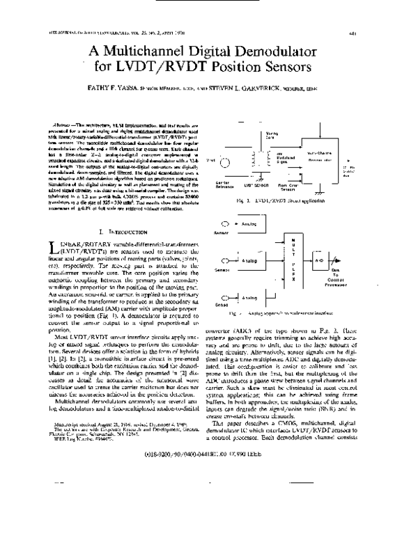 (PDF) A multichannel digital demodulator for LVDT/RVDT position sensors