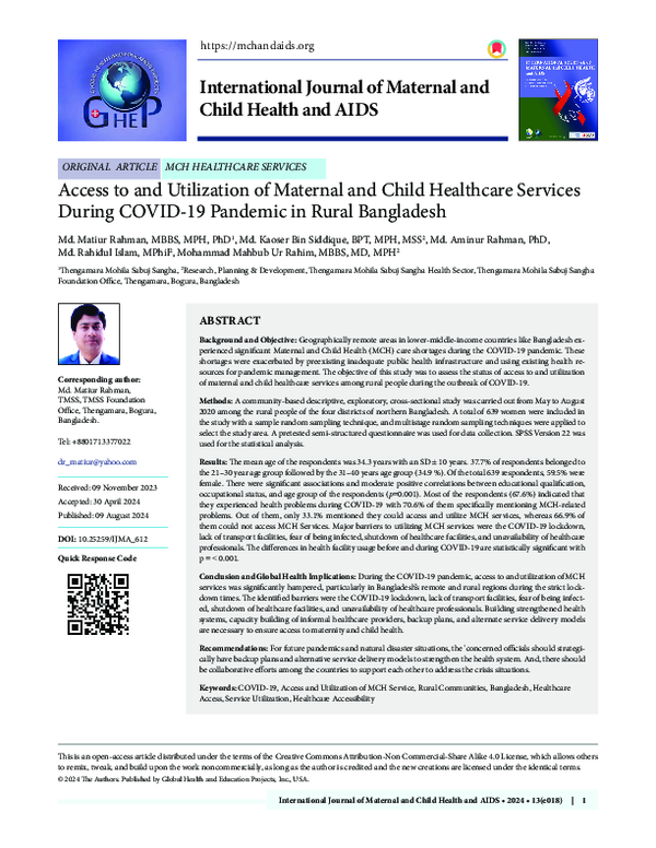 (PDF) International Journal of Maternal and Child Health and AIDS