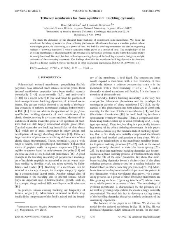 (PDF) Dynamics of Membrane Buckling and Coarsening