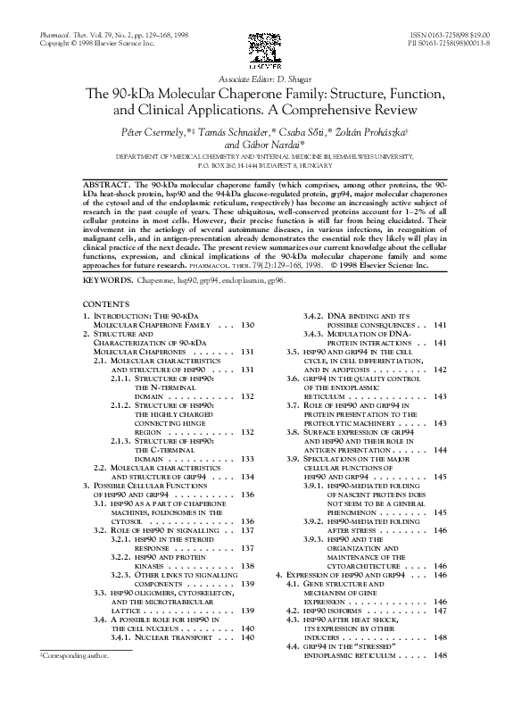 (PDF) Associate Editor: D. Shugar The 90-kDa Molecular Chaperone Family ...