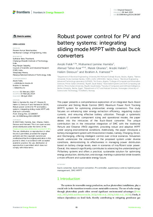 (PDF) Robust power control for PV and battery systems: integrating ...