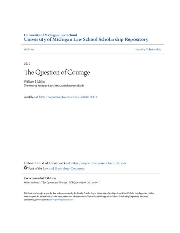 (PDF) The Question of Courage