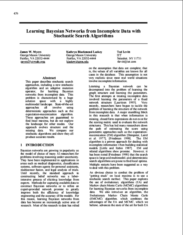 (PDF) Learning Bayesian Networks from Incomplete Data with Stochastic ...