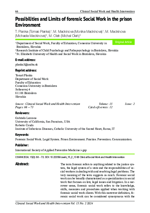 (PDF) Possibilities and Limits of forensic Social Work in the prison ...