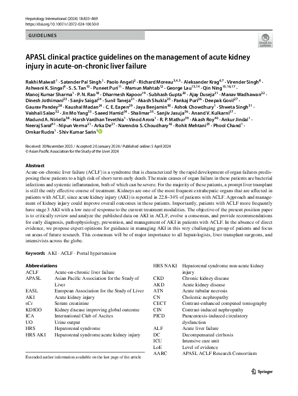 (PDF) APASL clinical practice guidelines on the management of acute ...