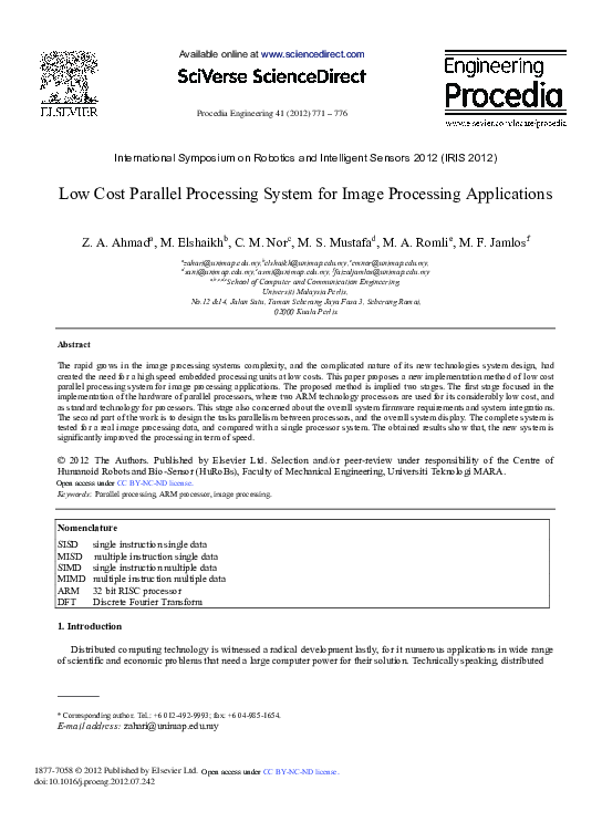(PDF) Low Cost Parallel Processing System for Image Processing Applications