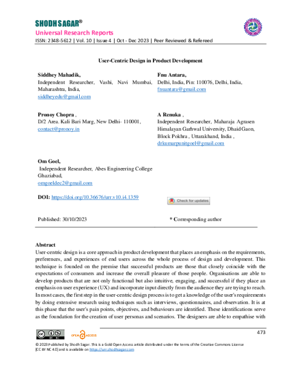 (PDF) User-Centric Design in Product Development