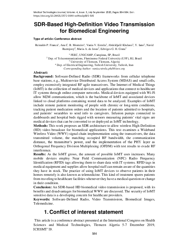 (PDF) SDR-Based High-Definition Video Transmission for Biomedical Engineering | Navid Razmjooy ...