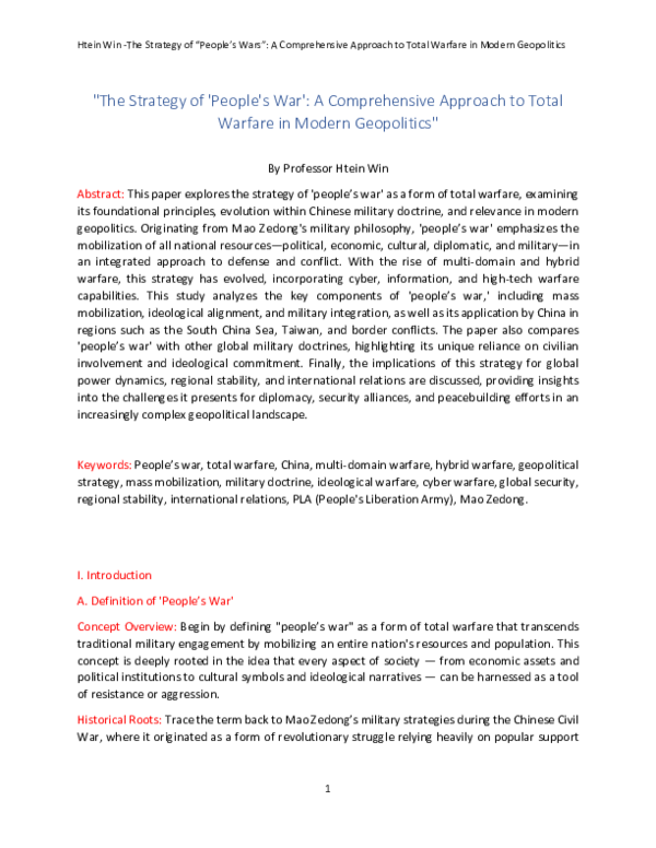 (PDF) Htein Win -The Strategy of "People's Wars": A Comprehensive ...