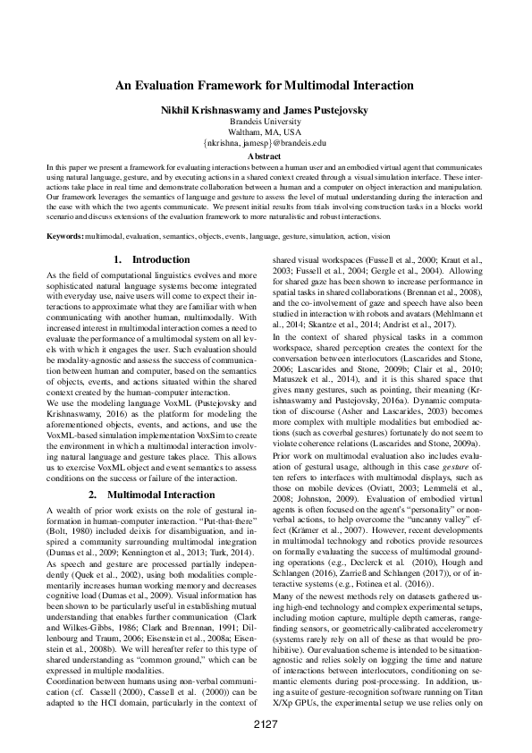 (PDF) An Evaluation Framework for Multimodal Interaction