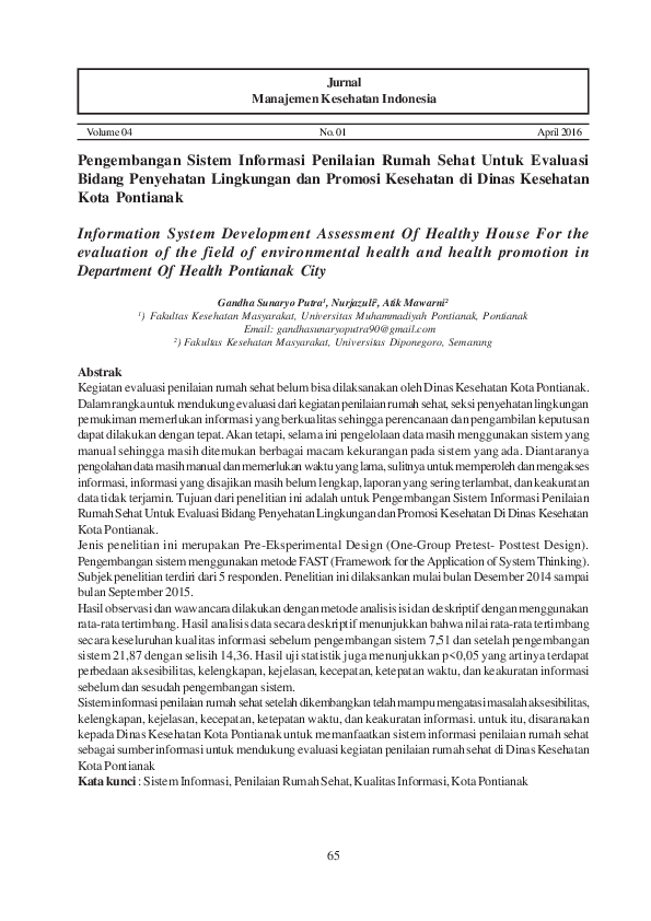 (PDF) Pengembangan Sistem Informasi Penilaian Rumah Sehat Untuk Evaluasi Bidang Penyehatan ...
