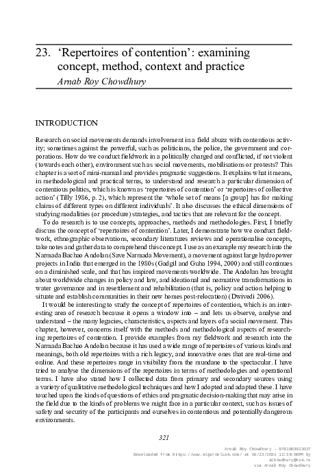 (PDF) 23. 'Repertoires of contention': examining concept, method ...