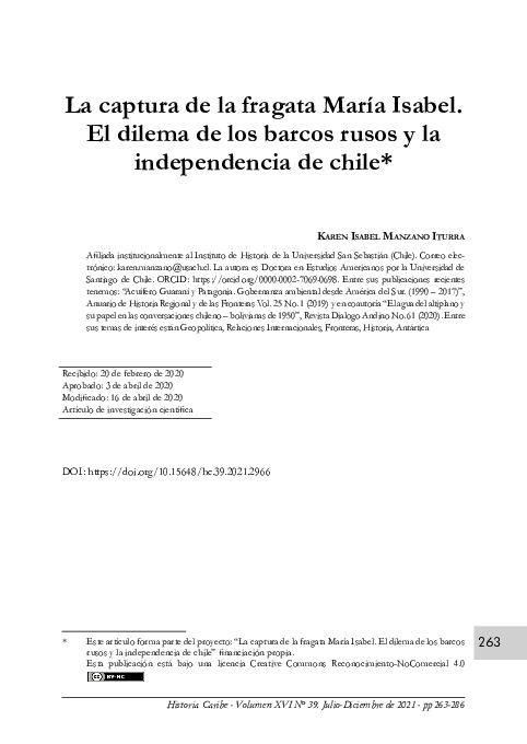 (PDF) La captura de la fragata María Isabel. El dilema de los barcos ...