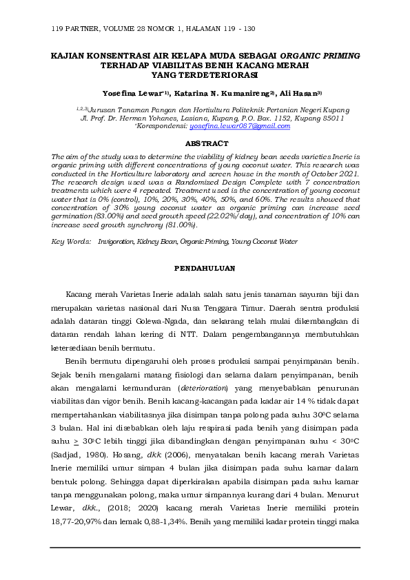 (PDF) Kajian Konsentrasi Air Kelapa Muda Sebagai Organic Priming ...