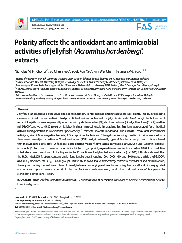 (PDF) Polarity affects the antioxidant and antimicrobial activities of ...