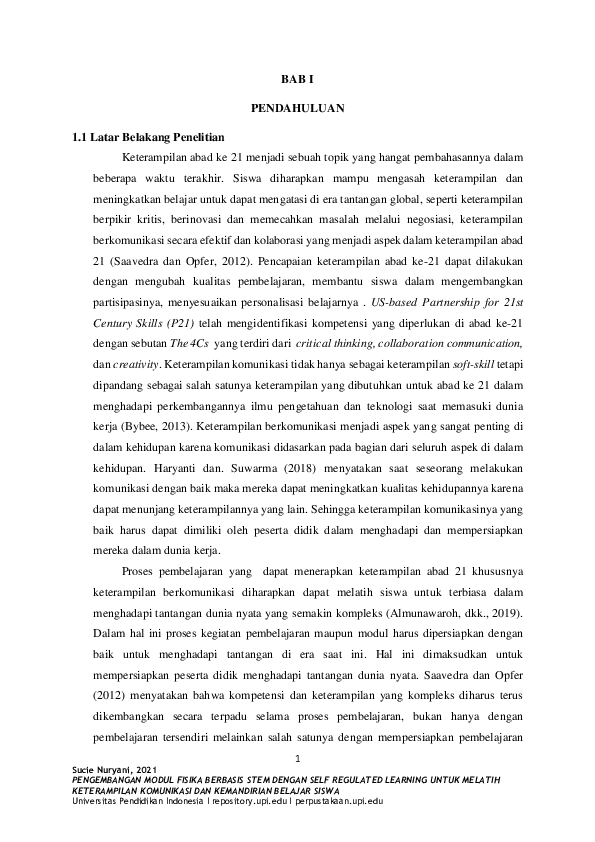 (PDF) Pengembangan Modul Fisika Berbasis Stem Dengan Self Regulated Learning Untuk Melatih ...