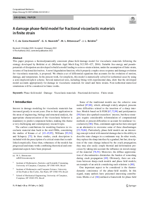 (PDF) Phase-Field Damage in Viscoelastic Materials