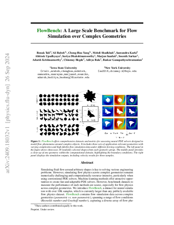 (PDF) FlowBench: A Large Scale Benchmark for Flow Simulation over Complex Geometries