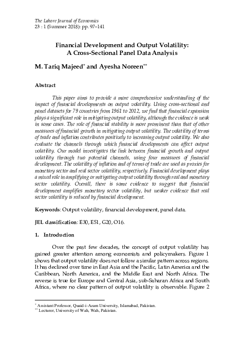 (PDF) Financial Development and Output Volatility: A Cross-Sectional ...