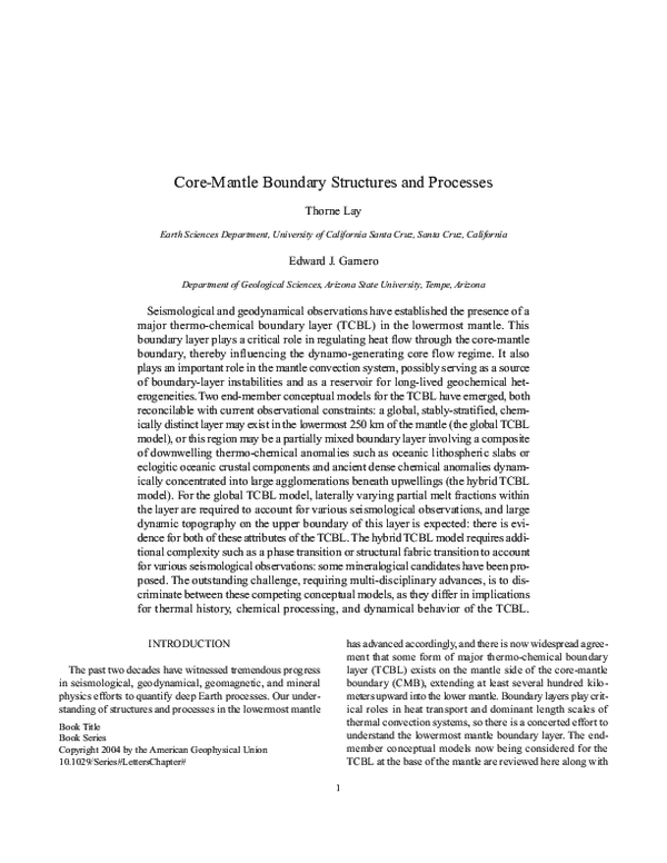 (PDF) Core-mantle boundary structures and processes