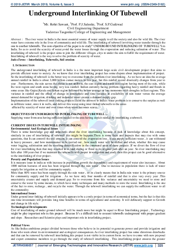 (PDF) Underground Interlinking Of Tubewell