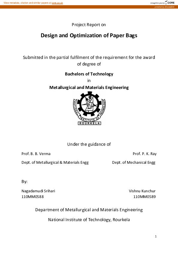(PDF) Design and Optimization of Paper Bags