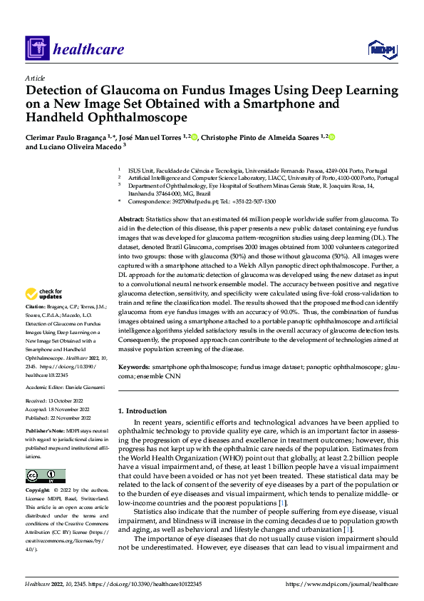 (PDF) Detection of Glaucoma on Fundus Images Using Deep Learning on a New Image Set Obtained ...