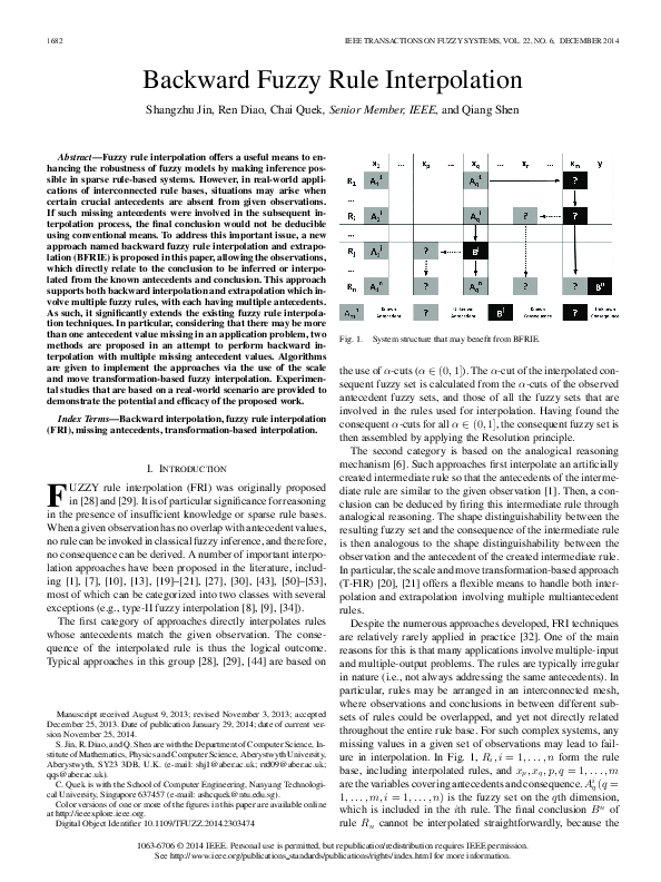 (PDF) Backward Fuzzy Rule Interpolation
