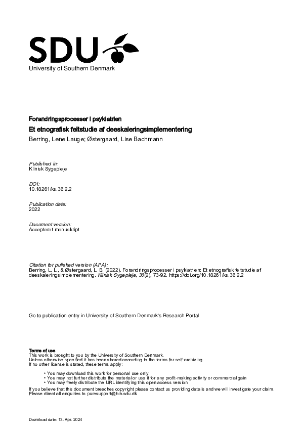 (PDF) Forandringsprocesser i psykiatrien