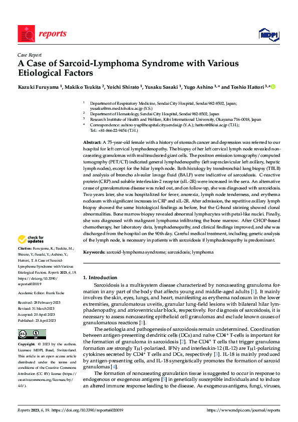(PDF) A Case of Sarcoid-Lymphoma Syndrome with Various Etiological Factors