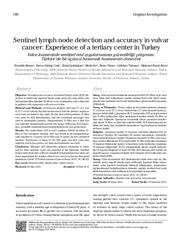 (PDF) Sentinel lymph node detection and accuracy in vulvar cancer: Experience of a tertiary ...