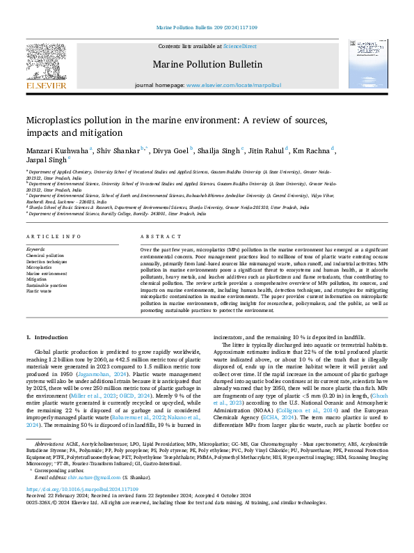 Pdf Microplastics Pollution In The Marine Environment A Review Of
