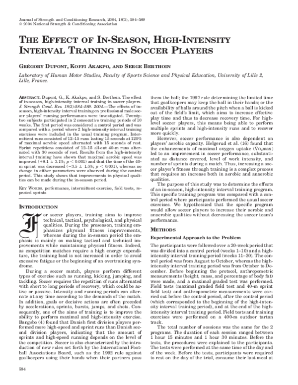 (PDF) The Effect of In-Season, High-Intensity Interval Training in ...