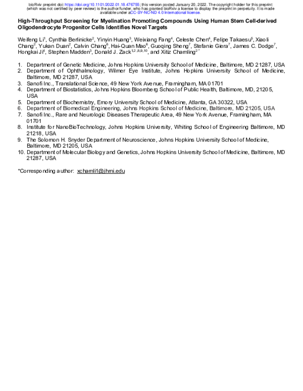 (PDF) High-Throughput Screening for Myelination Promoting Compounds ...