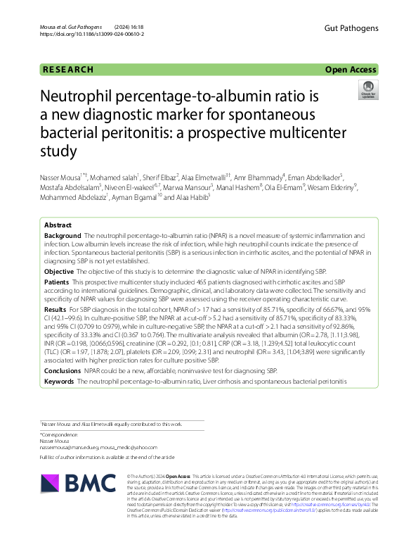 (PDF) Neutrophil percentage-to-albumin ratio is a new diagnostic marker ...