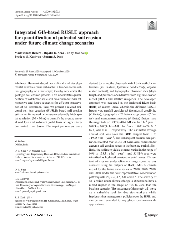 (PDF) Integrated GIS-based RUSLE approach for quantification of potential soil erosion under ...