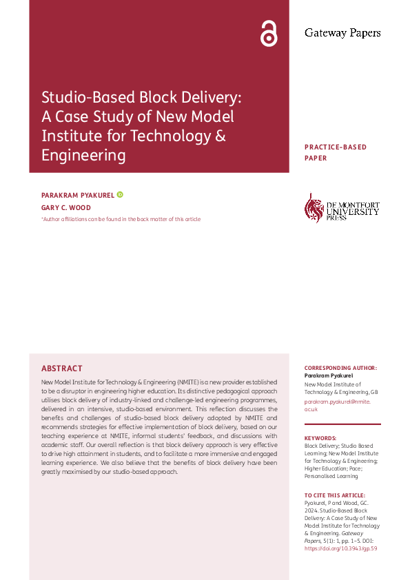 (PDF) Studio-Based Block Delivery: A Case Study of New Model Institute ...
