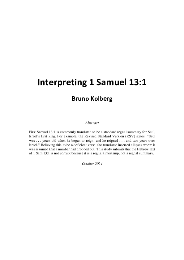 (PDF) Interpreting 1 Samuel 13:1