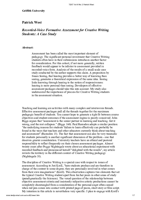 (PDF) Recorded-Voice Formative Assessment for Creative Writing Students ...