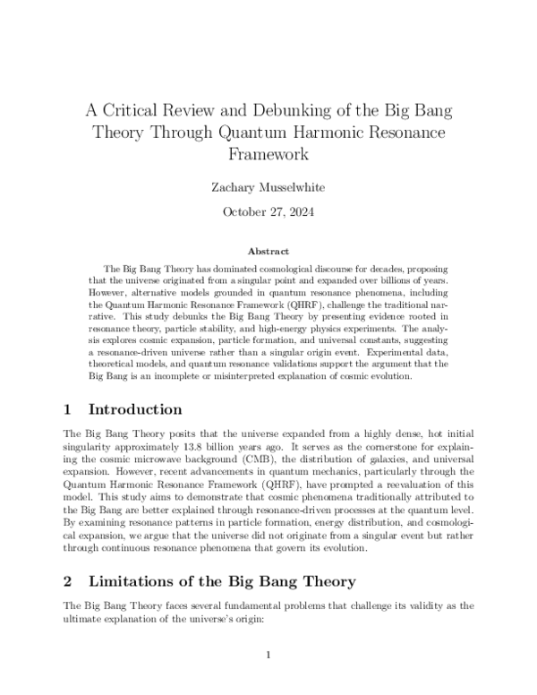 (PDF) A Critical Review and Debunking of the Big Bang Theory Through ...