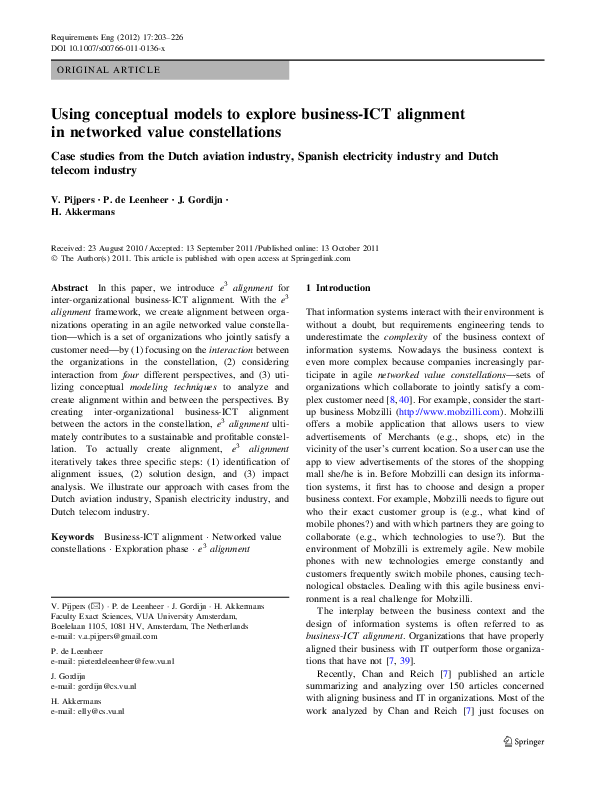 (PDF) Using conceptual models to explore business-ICT alignment in ...