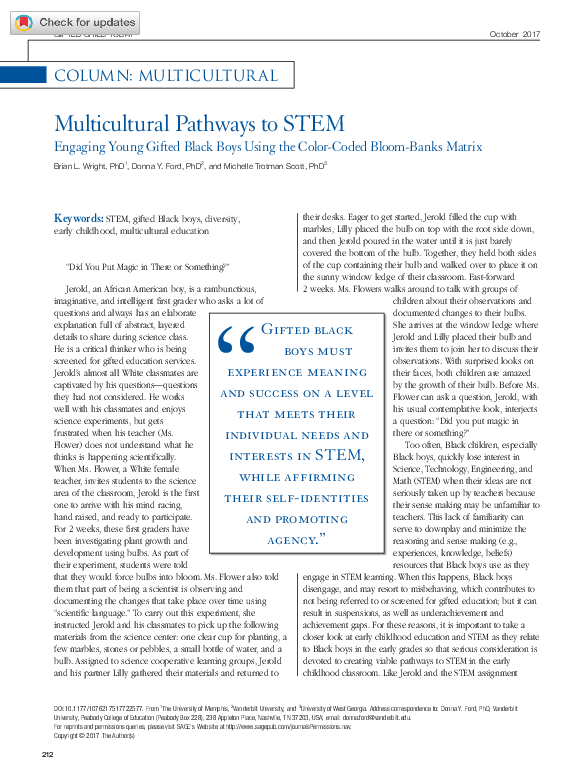 (PDF) Multicultural: Multicultural Pathways to STEM: Engaging Young ...