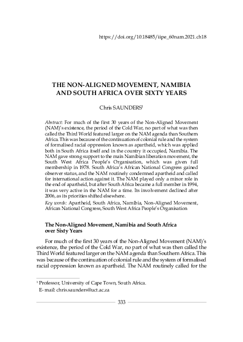 (PDF) The Non-Aligned Movement, Namibia and South Africa over Sixty Years