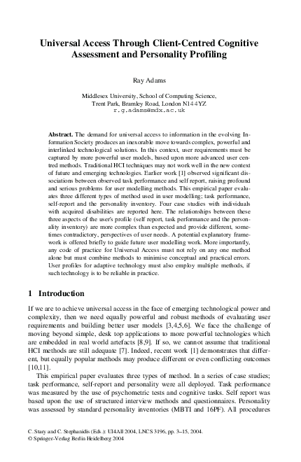 (PDF) Universal Access Through Client-Centred Cognitive Assessment and Personality Profiling
